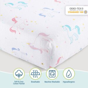 Wildkin Kids 100% Cotton Flannel Twin Sheet Set for Boys & Girls, Bedding Set Includes Fitted Sheet, Top Sheet & Pillow Case, Bed Sheets for Cozy Cuddle (Unicorn)