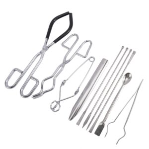 auinn scientific labwares lab tools starter kit, includes crucible beaker tongs lab spatula scoop spoon test tube clamps sterilizer forceps tweezers