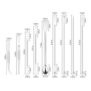 stonylab 9 Pcs Lab Micro Spoon and Spatula Set, Stainless Steel Double-Ended Lab Spatulas Sampling Spoons Micro Scoopulas Weighting Set with Tweezers