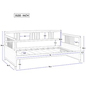 Merax Daybed Twin Bed Wooden Slats Support Modern Living Daybed with Rails, Twin Size, Dark Espresso