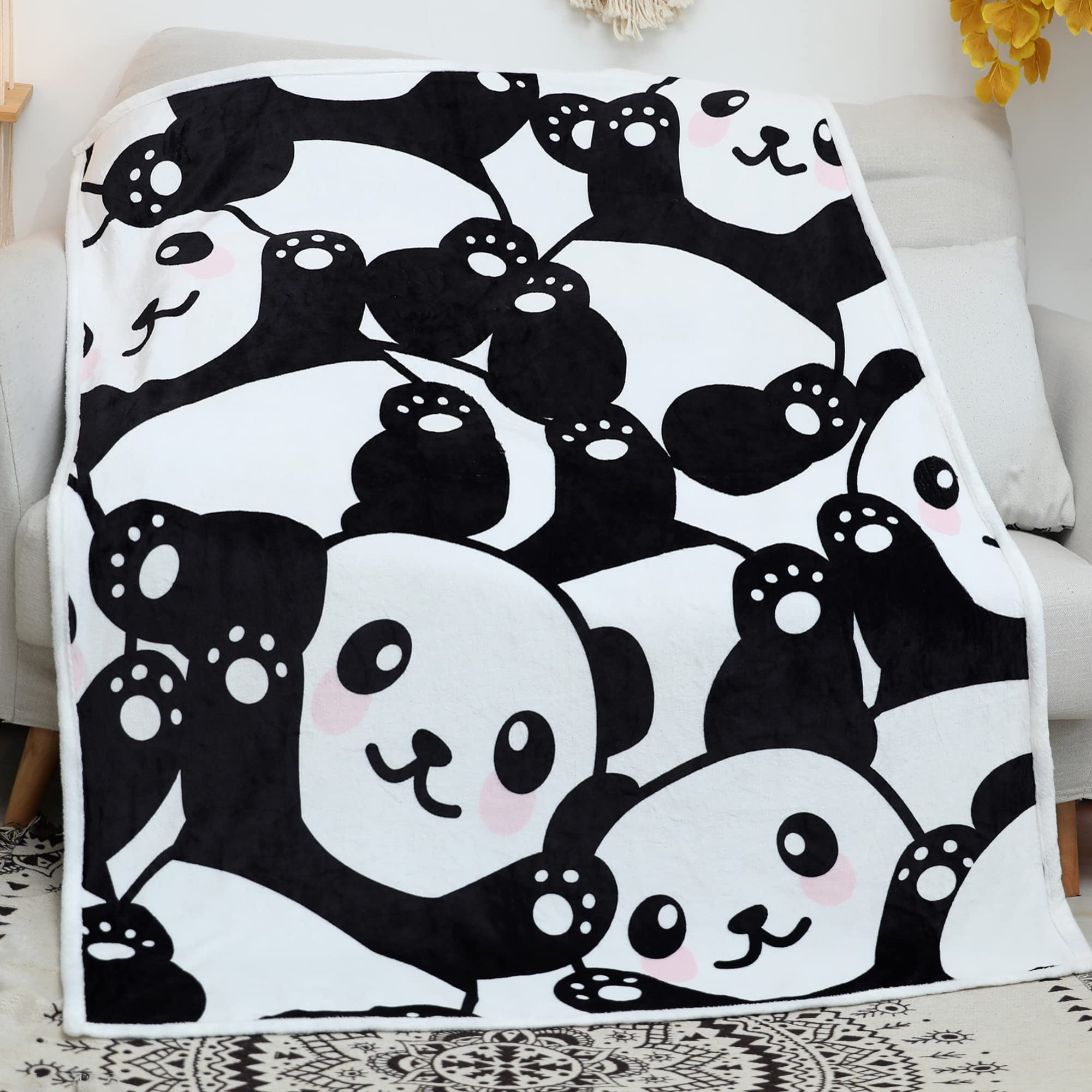 Sviuse Panda Blanket Cute Pandas Throw Blanket for Girls Panda Gifts Soft Panda Blankets for Panda Lovers (Panda 7, (50" X 60")