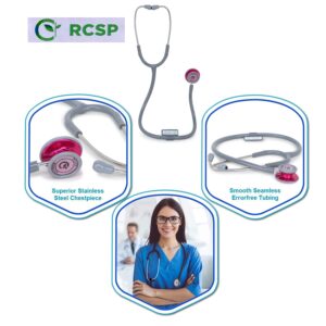 RCSP Dual Head Stethoscope For Doctors Medical Staff, Nurses And Medical Student Versatile, High Acoustic Sensitivity, Durable, and Comfortable for Medical Professionals Cardio Al Light Weight (GREY)