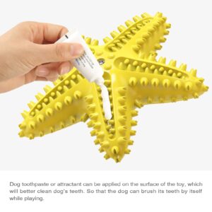 ANROD Dog Toothbrush Chew Toys for Aggressive Chewers Large Breed,Squeaky Talking Dogs Toy,Rubber Indestructible Tough Teeth Cleaning Stick for Small Dogs Dental Care (Yellow Starfish)