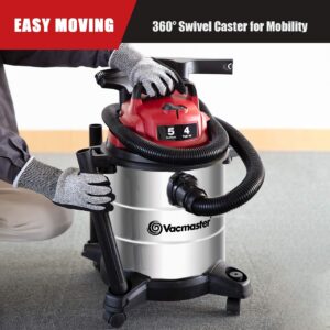 Vacmaster Red Edition VOC508S 1101 Stainless Steel Wet Dry Vacuum 5 Gallon 4 Peak HP 1-1/4 inch Hose Powerful Suction with Blower Function