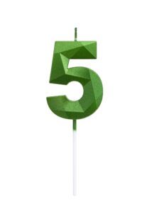 green happy birthday cake candles,wedding cake number candles,3d design cake topper decoration for party (green number 5)