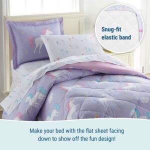 Wildkin Kids 100% Cotton Flannel Twin Sheet Set for Boys & Girls, Bedding Set Includes Fitted Sheet, Top Sheet & Pillow Case, Bed Sheets for Cozy Cuddle (Unicorn)