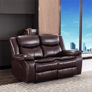 Familymill Breathable Leather Manual Reclining Sofa Sets with Recliner, Loveseat and 3-Seat Sofa for Living Room