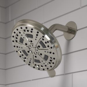 Design House 582700-SN Mills Modern 7-inch 6-Function Shower Head Featuring Eco-Drip Shower Setting for Bathroom, Satin Nickel