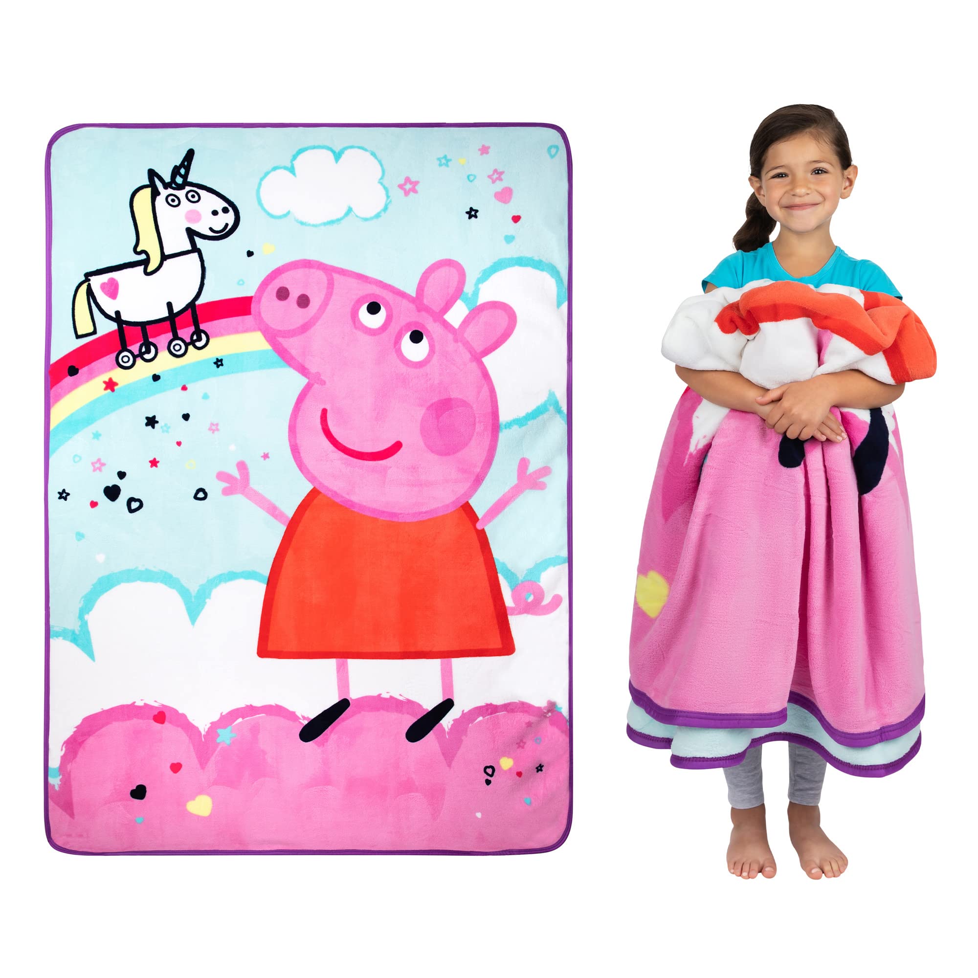 Franco Kids Bedding Super Soft Plush Micro Raschel Blanket, 62 in x 90 in, Peppa Pig