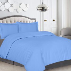 RUVANTI Sky Blue Duvet Cover King Size - Soft Egyptian Cotton Duvet Cover Set 3 Pieces with Button Closure, 1 Duvet Cover 106x96 inches and 2 Pillow Shams (No Comforter)