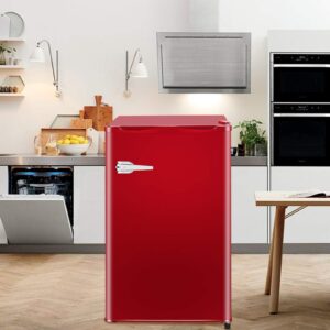 Kismile Small Freezer,Freestanding Mini Freezer with Reversible Door & Removable Shelf & Adjustable Temperature Control, Upright Compact Freezer for Apartment/Home/Office/Dormitory (Red, 2.3 Cu.ft)