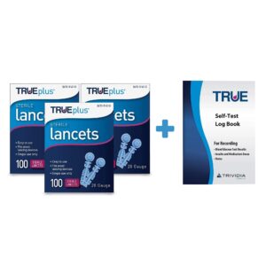 3X 100ct TRUE METRIX Test Strips + 3X 100ct 28g TRUEplus Lancets + TRUEplus Log Book