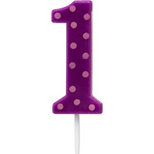 Papyrus Number 1 Birthday Candle, Purple Polka Dots (1-Count)