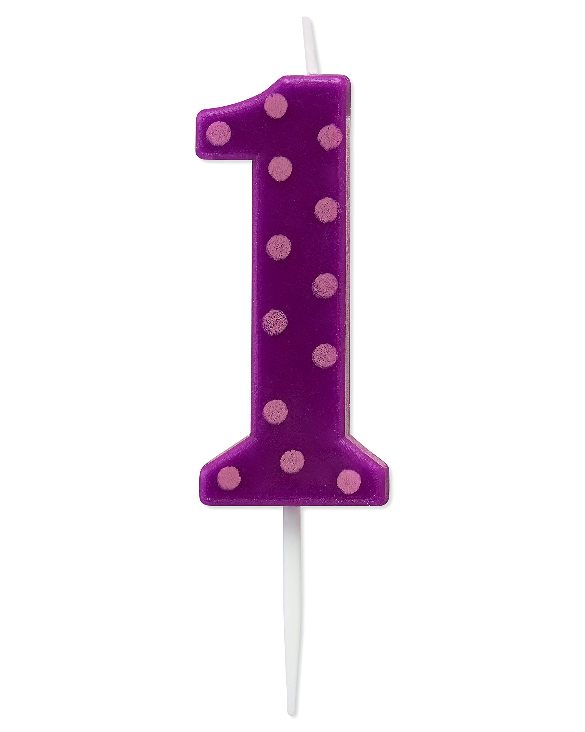 Papyrus Number 1 Birthday Candle, Purple Polka Dots (1-Count)