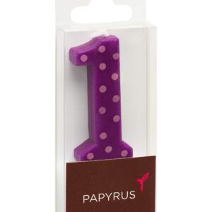 Papyrus Number 1 Birthday Candle, Purple Polka Dots (1-Count)