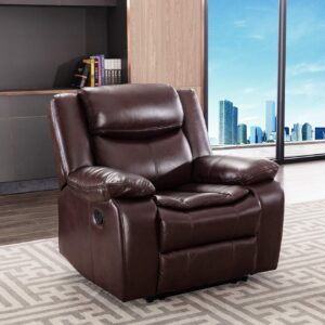 Familymill Breathable Leather Manual Reclining Sofa Sets with Recliner, Loveseat and 3-Seat Sofa for Living Room