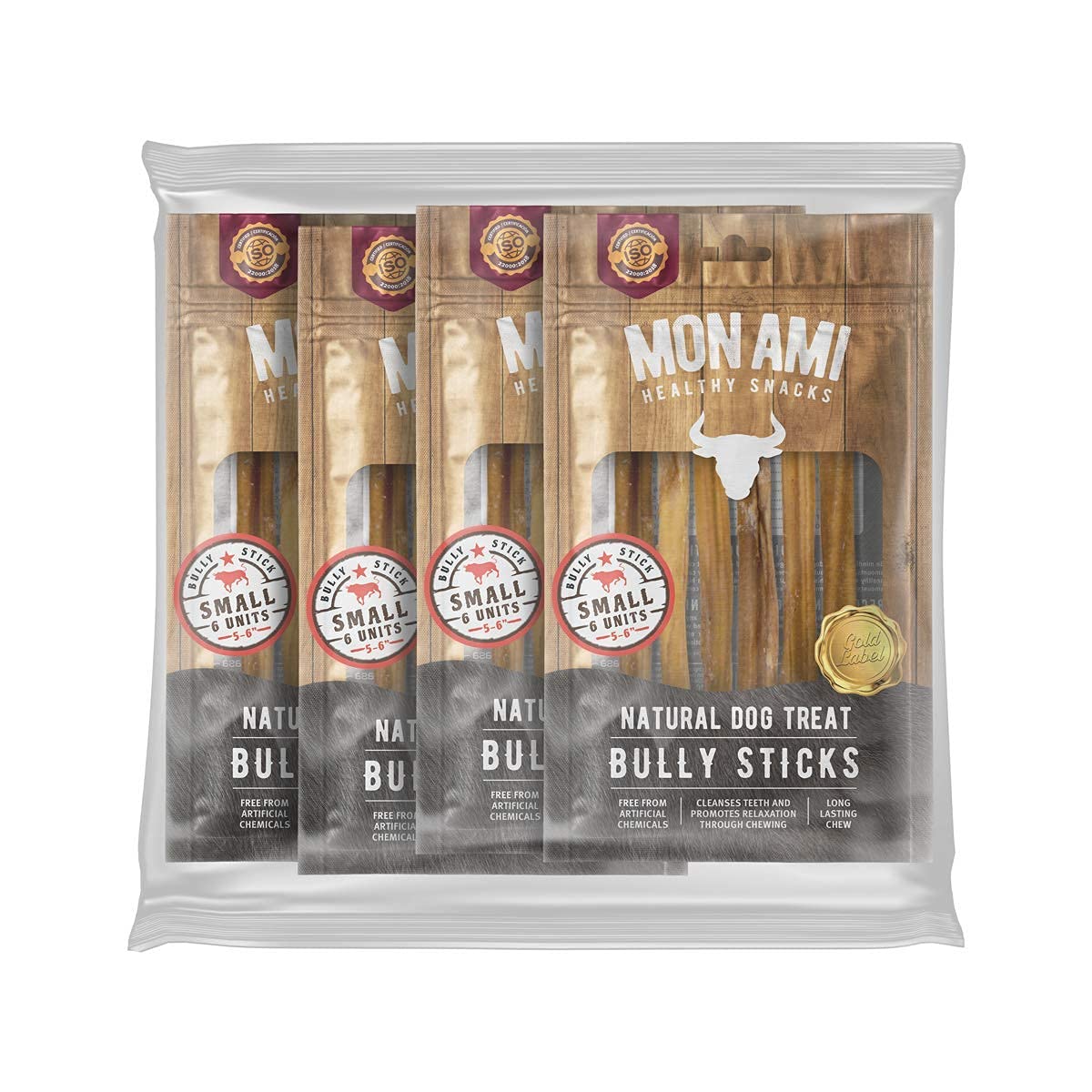 Mon Ami Small Bully Sticks for Large and Small Dogs (5-6 inches, Pack of 24) - Grass Fed Dog Treats - Bully Sticks Natural Dog Treat