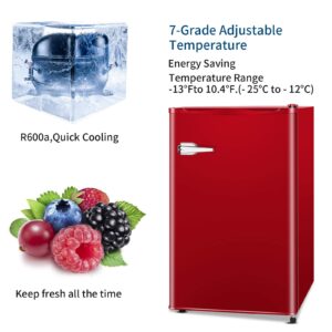 Kismile Small Freezer,Freestanding Mini Freezer with Reversible Door & Removable Shelf & Adjustable Temperature Control, Upright Compact Freezer for Apartment/Home/Office/Dormitory (Red, 2.3 Cu.ft)