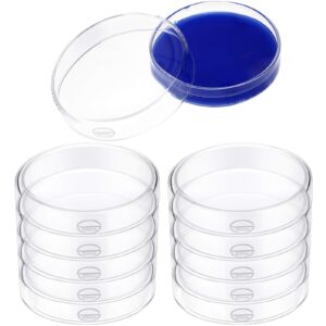 weewooday 10 pieces glass petri dishes with lids high borosilicate glass tissue culture plate lab petri plates for science biology project, experiments (90 x 20 mm)