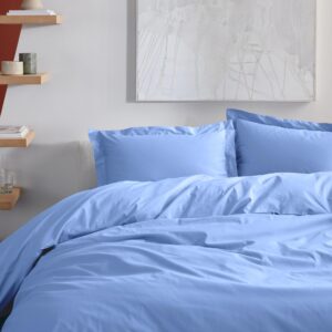 RUVANTI Sky Blue Duvet Cover King Size - Soft Egyptian Cotton Duvet Cover Set 3 Pieces with Button Closure, 1 Duvet Cover 106x96 inches and 2 Pillow Shams (No Comforter)