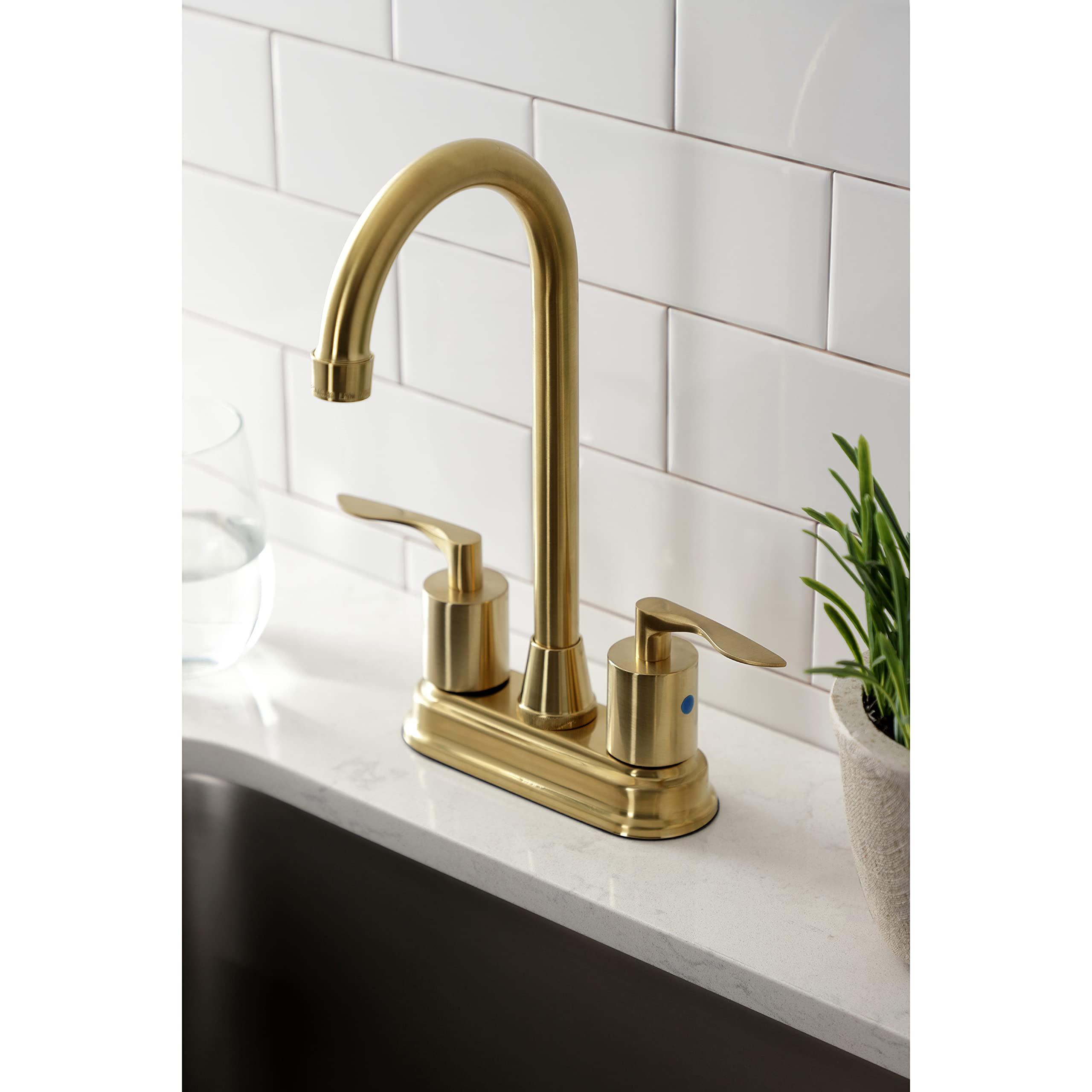 Kingston Brass KB8497SVL Serena Centerset Bar Faucet, Brushed Brass