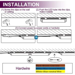 HOLDWILL 24 Pack LED Shop Light Fixture, 4FT 24W 6500K, Cool White, Clear Cover, Hight Output, Linkable Shop Lights, T8 LED Tube Lights, LED Shop Lights for Garage 4 Foot with Plug Cable