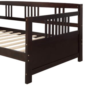 Merax Daybed Twin Bed Wooden Slats Support Modern Living Daybed with Rails, Twin Size, Dark Espresso