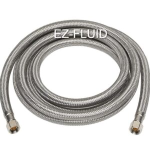 EZ-FLUID 1/4" Female Comp x 1/4" Female Comp x 24" (2FT) Stainless Steel Braided Flexible Refrigerator Ice Maker Water Line Connector Kit, Fridge Flex Icemaker Water Supply Hose For Portable & Home.