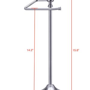 SunnyPoint Heavy Weight Classic Decorative Metal Fingertip Towel Holder Stand for Bathroom, Kitchen, Vanity and Countertops; Hanging Bar is 14.2" Height (Satin Nickel, 15.6" x 5.6" x 5.6")