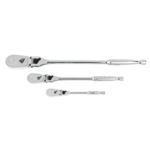 gearwrench 3 piece 1/4", 3/8" and 1/2" drive 84 tooth locking flex head teardrop ratchet set - 81276a-07