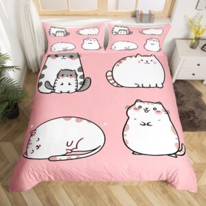 feelyou kids cat comforter cover girls cute pet cats pattern bedding set cartoon kitten print duvet cover for children boys microfiber lovely animal bedspread cover room decor bedclothes twin size