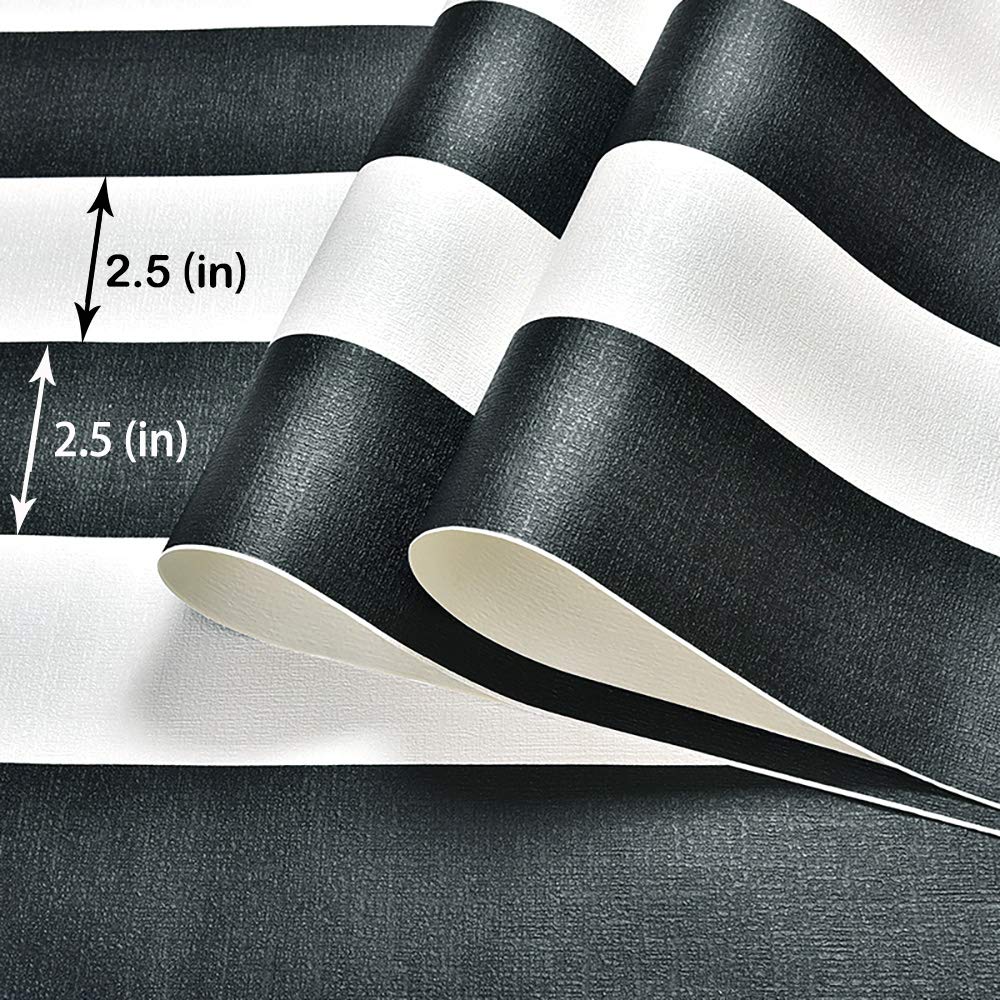 Black and White Wallpaper Peel and Stick Wallpaper for Bedroom Stripe Wall Paper Sticker Pull and Stick Papel Tapiz Para Pared Contact Paper for Walls Modern Removable Wallpaper Vinyl Film 118”×18”