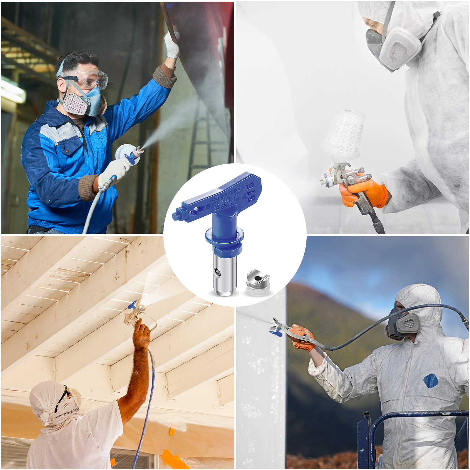 4 Pieces Reversible Spray Tips Reversible Airless Paint Sprayer Nozzle Tips Airless Paint Spray Guns Airless Sprayer Spraying Machine Parts for Homes Buildings Decks or Fences (215, 315, 417, 523)