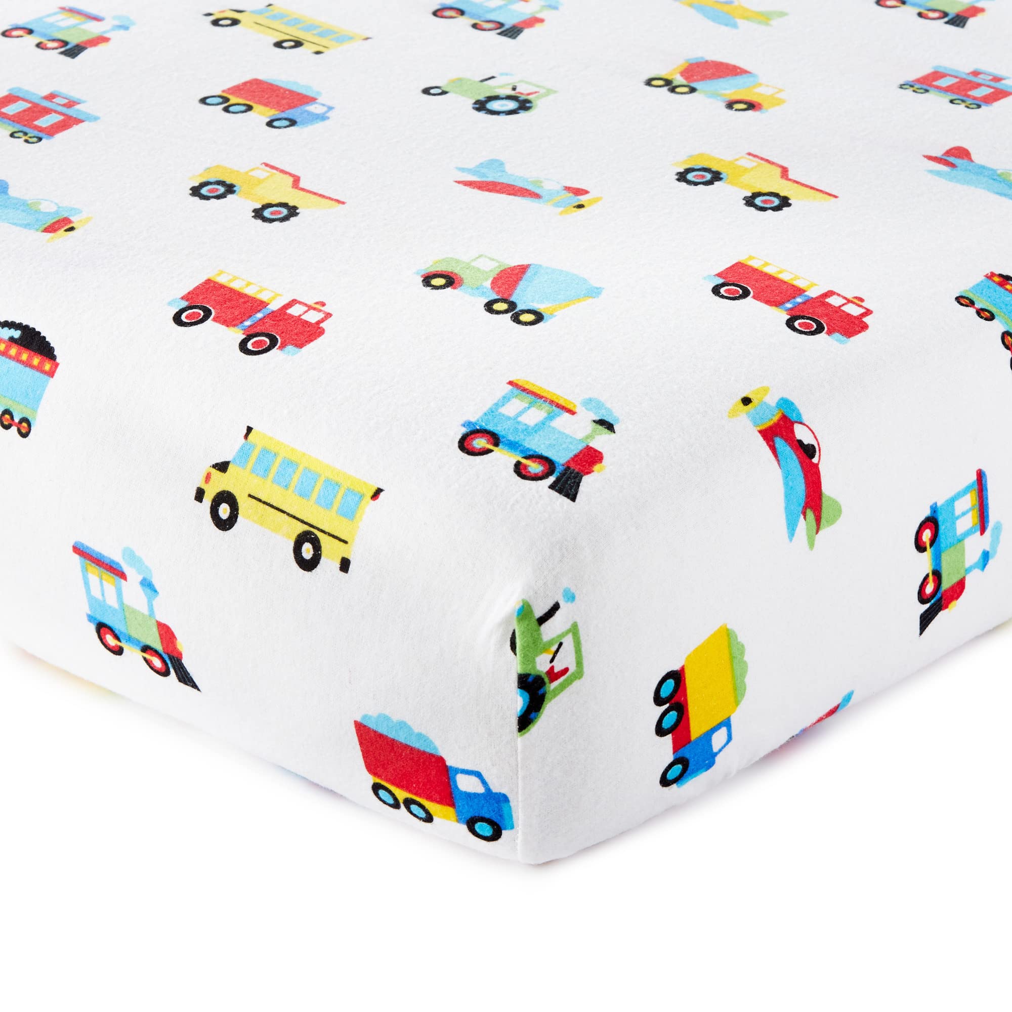 Wildkin Kids 100% Cotton Flannel Full Sheet Set for Boys & Girls, Bedding Set Includes Top Sheet, Fitted Sheet & Pillow Case, Bed Sheets for Cozy Cuddles (Trains, Planes & Trucks)