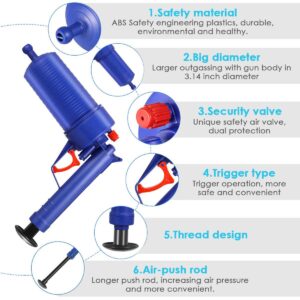 HeaBoom Plunger, Air Drain Blaster, Pressure Pump Cleaner, High Pressure Plunger Opener Cleaner Pump for Bath Toilets, Shower, Bathroom, Sink, Bathtub, Kitchen Clogged Pipe, Blue 21S