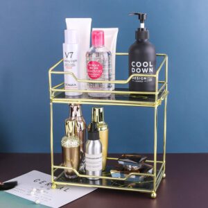 Z PLINRISE Makeup Organizer Shelf, 2 Tier Bathroom Vanity Tray for Perfumes, Makeups, Toiletries and Skincare, Multifunctional Cosmetic Storage Rack for Dresser and Countertop