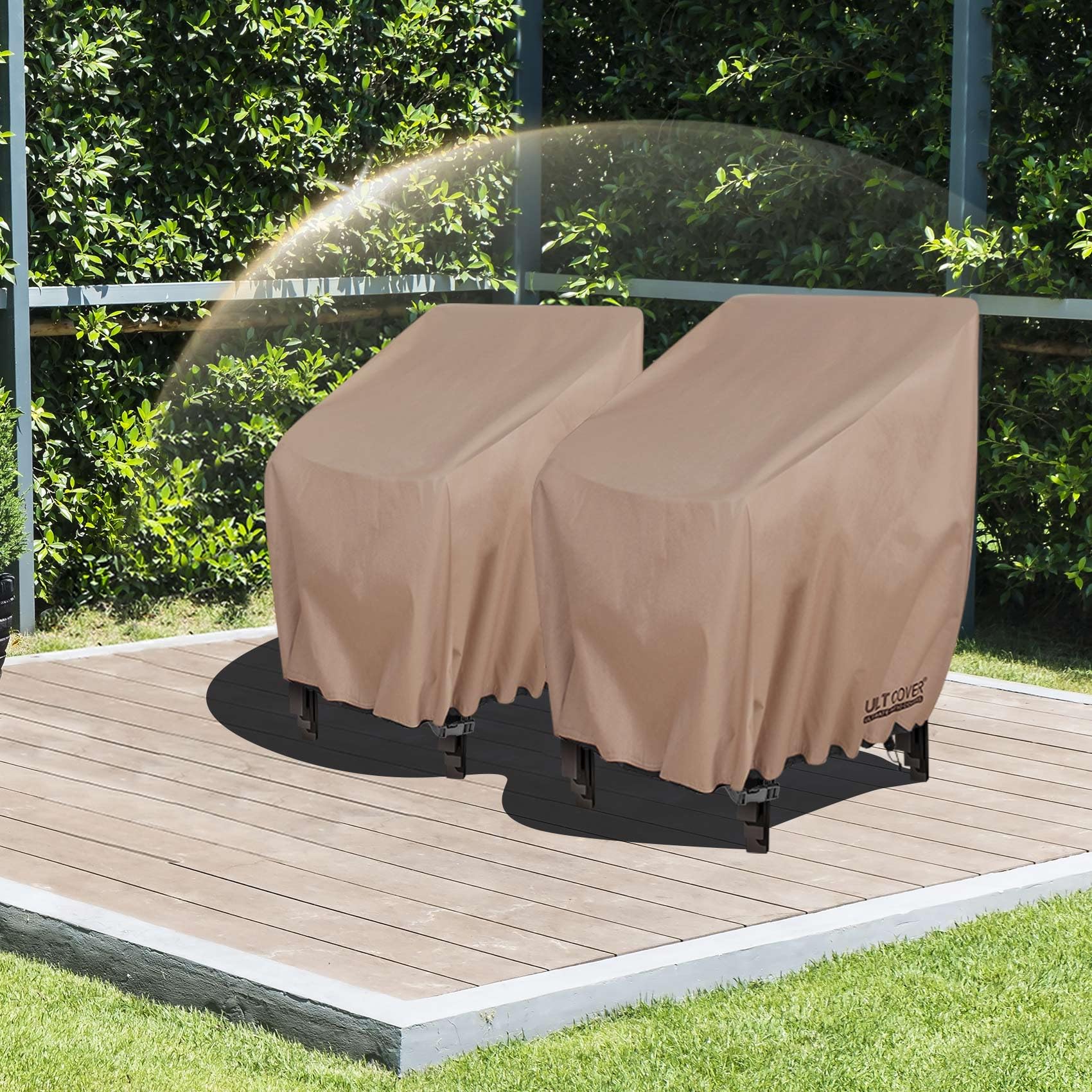 ULTCOVER Stackable Patio Chair Cover – Waterproof Outdoor Stack of Chairs Cover 2 Pack Fits Up to 26W x 34D x 45H inches