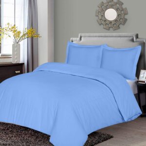 RUVANTI Sky Blue Duvet Cover King Size - Soft Egyptian Cotton Duvet Cover Set 3 Pieces with Button Closure, 1 Duvet Cover 106x96 inches and 2 Pillow Shams (No Comforter)