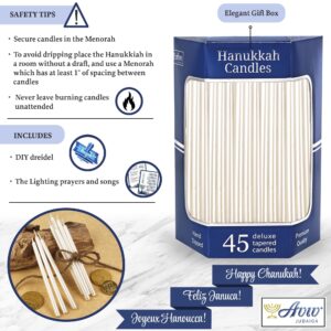 Premium Dripless Hanukkah Candles Thin Tapered Deluxe Pearl Candle Set of 45 Ultimate Elegance Chanukah Menorah Candles by Aviv Judaica Product of Turkey