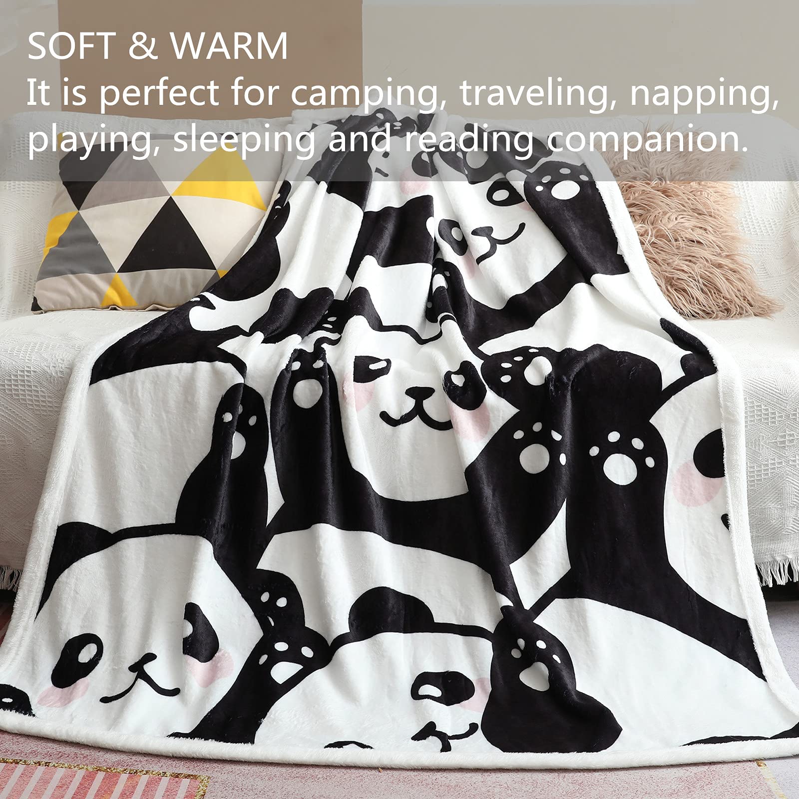 Sviuse Panda Blanket Cute Pandas Throw Blanket for Girls Panda Gifts Soft Panda Blankets for Panda Lovers (Panda 7, (50" X 60")