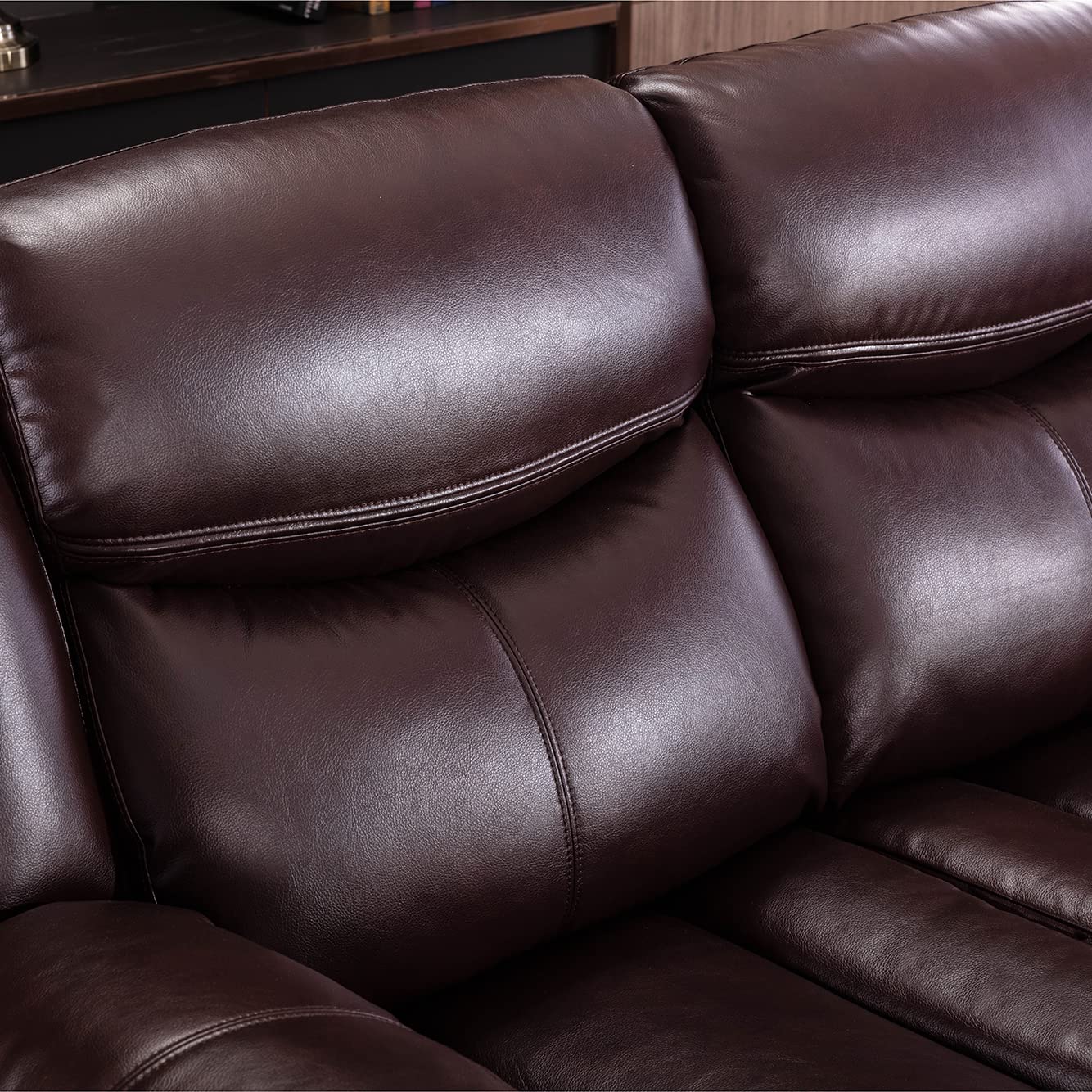 Familymill Breathable Leather Manual Reclining Sofa Sets with Recliner, Loveseat and 3-Seat Sofa for Living Room