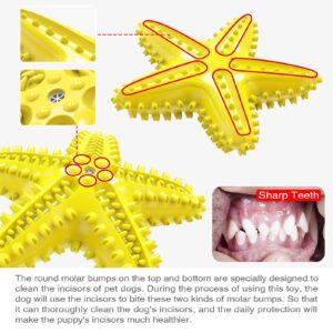 ANROD Dog Toothbrush Chew Toys for Aggressive Chewers Large Breed,Squeaky Talking Dogs Toy,Rubber Indestructible Tough Teeth Cleaning Stick for Small Dogs Dental Care (Yellow Starfish)