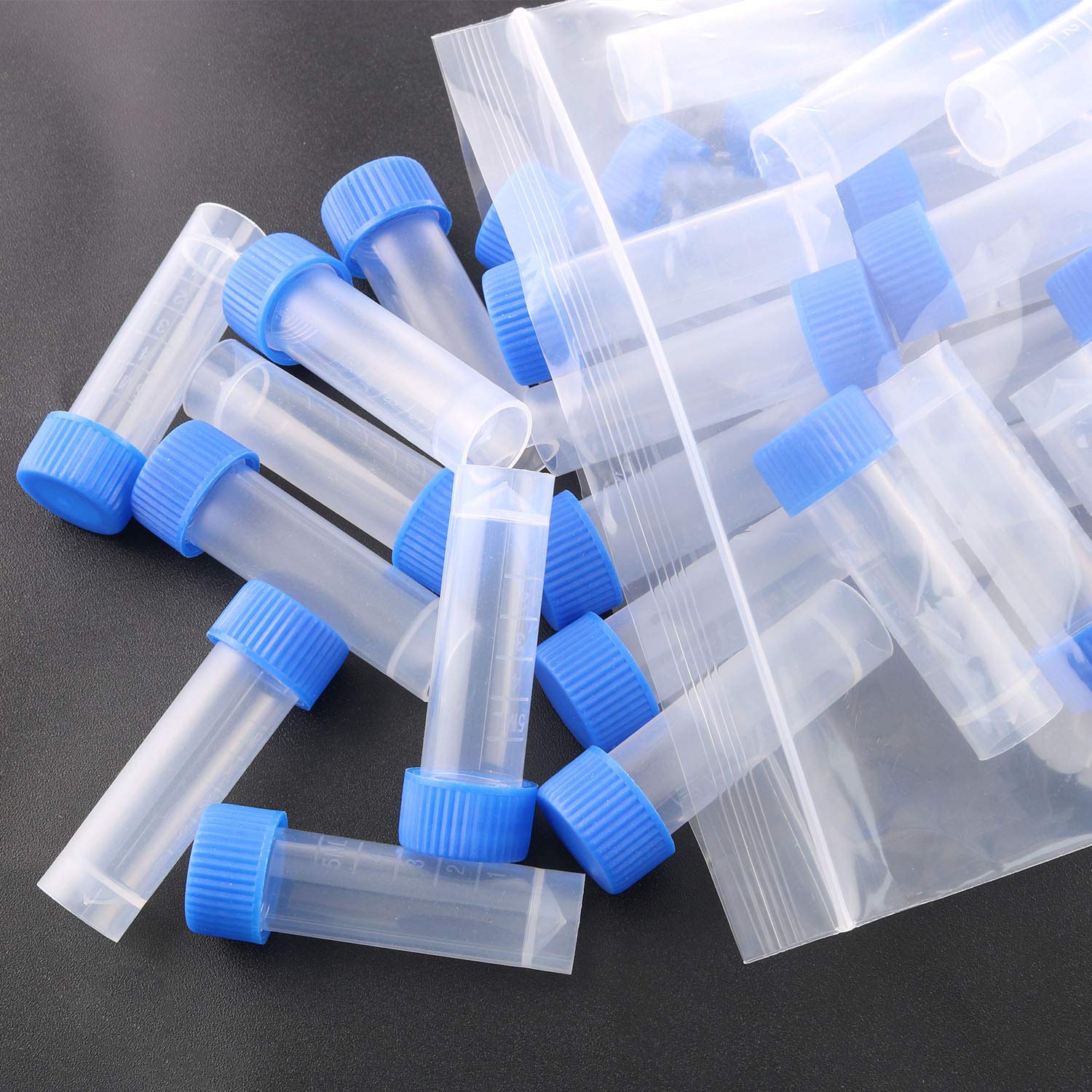 JCBIZ 40pcs Plastic 5ml Frozen Tube Cryopreservation Tube with Cap and Frosted Scale Cold Storage Centrifuge Container