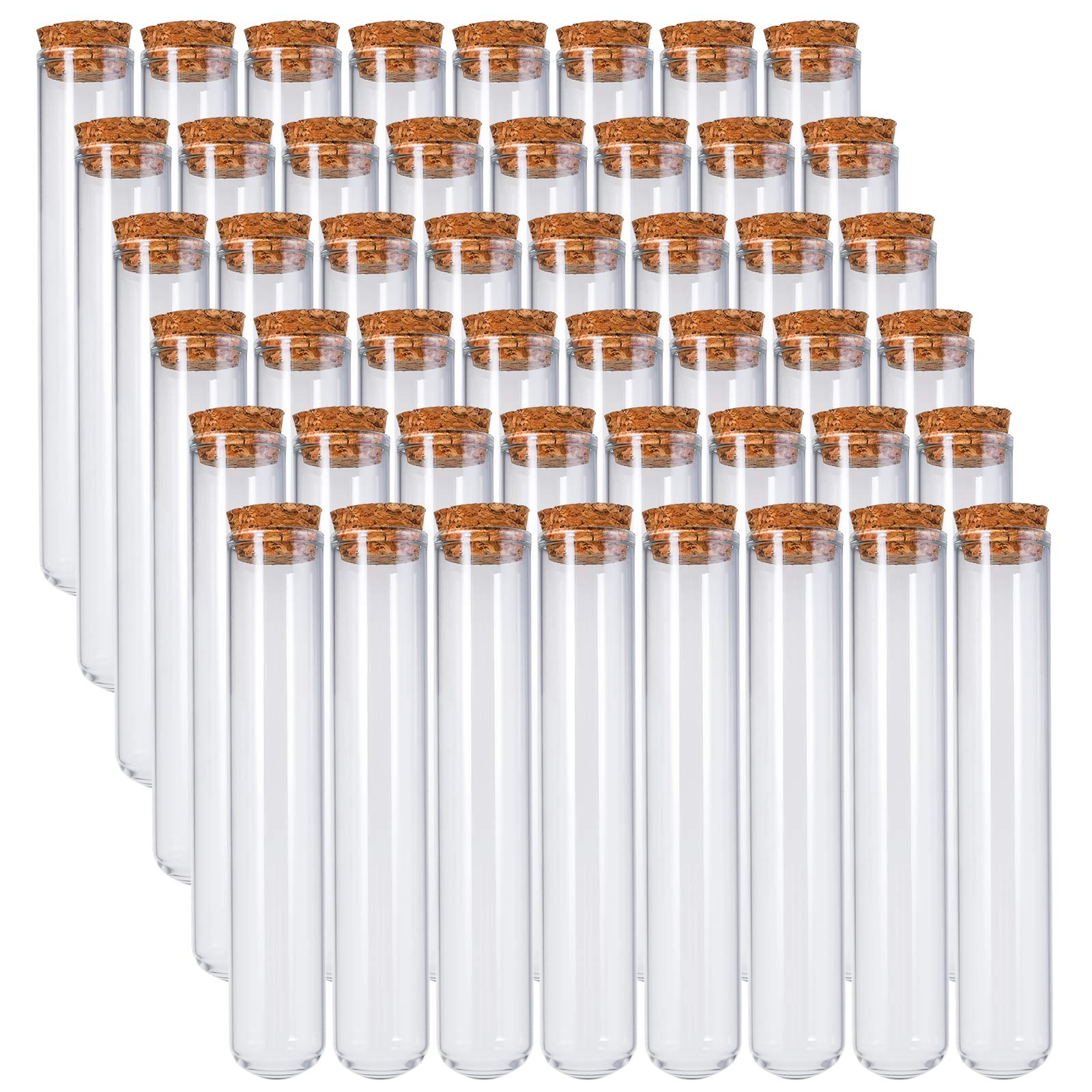 Bekith 48pcs 45ml Glass Test Tubes 25x140mm with Cork Stoppers, as Bath Salt Containers, for Scientific Experiments, Party Decorations, Candy Storage