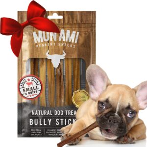 mon ami small bully sticks for large and small dogs (5-6 inches, pack of 24) - grass fed dog treats - bully sticks natural dog treat