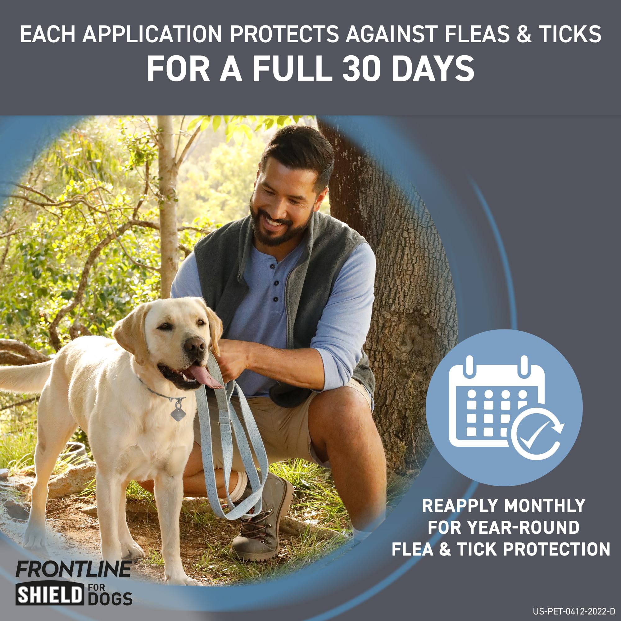 Frontline Shield Flea & Tick Treatment for Medium Dogs 21-40 lbs. Count of 3