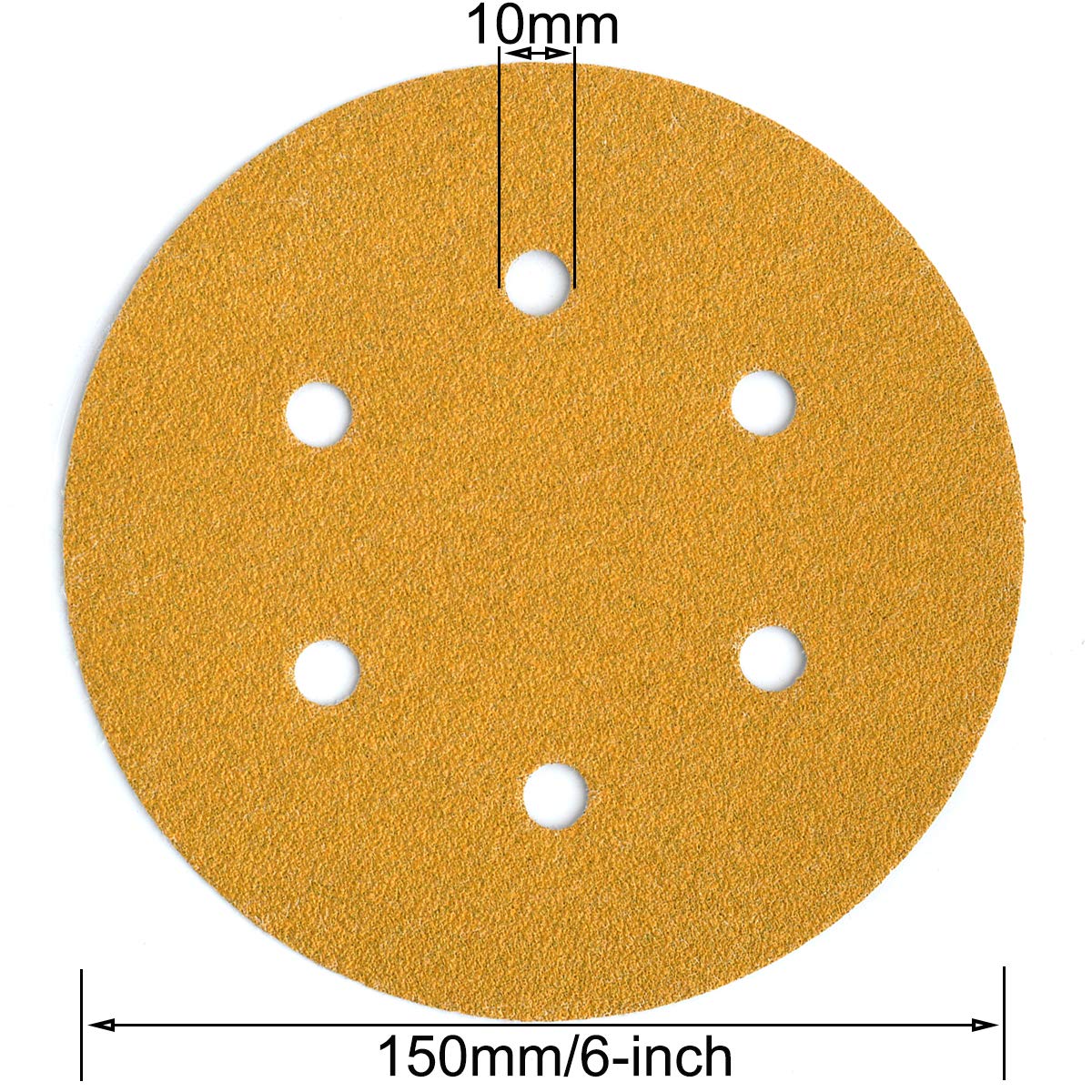 Aiyard 6-Inch 6-Hole Hook and Loop Sanding Discs 80-Grit, Random Orbital Sandpaper for Automotive and Woodworking, 100-Pack