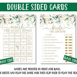 All Ewired Up Bridal Shower Bachelorette Games, Floral Watercolor Greenery Sage Gold Blush, He Said She Said, Find The Guest Quest, Would She Rather, What's in Your Phone Game, 25 Games Each…