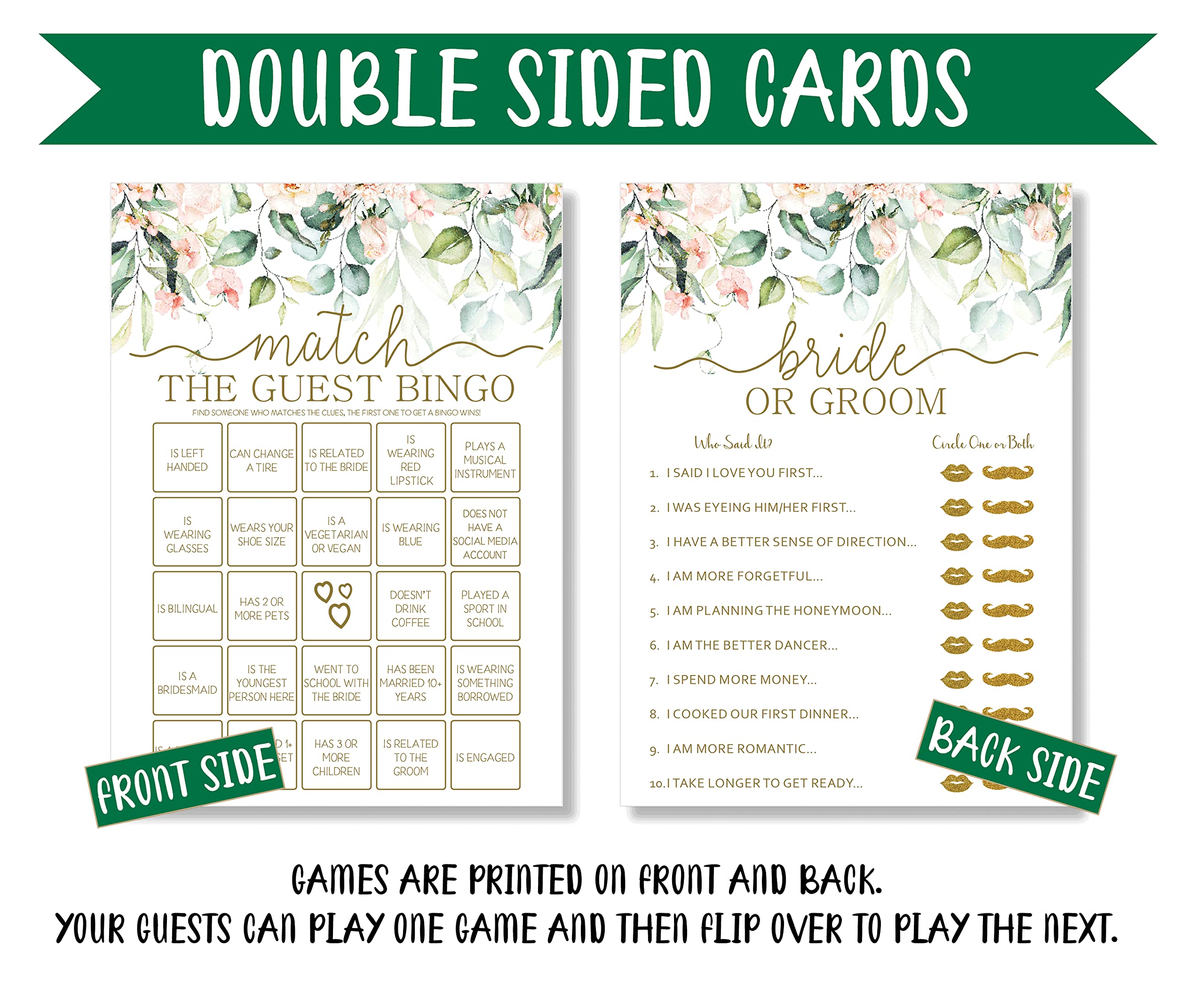 All Ewired Up Bridal Shower Bachelorette Games, Floral Watercolor Greenery Sage Gold Blush, He Said She Said, Find The Guest Quest, Would She Rather, What's in Your Phone Game, 25 Games Each…