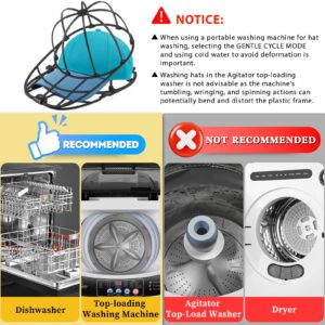 Hat Washer Cage for Washing Machine, Ball Cap Washer for Baseball Caps, Hat Cleaner Washing Cage for Dishwasher Fit for Adult and Kid's (Black)